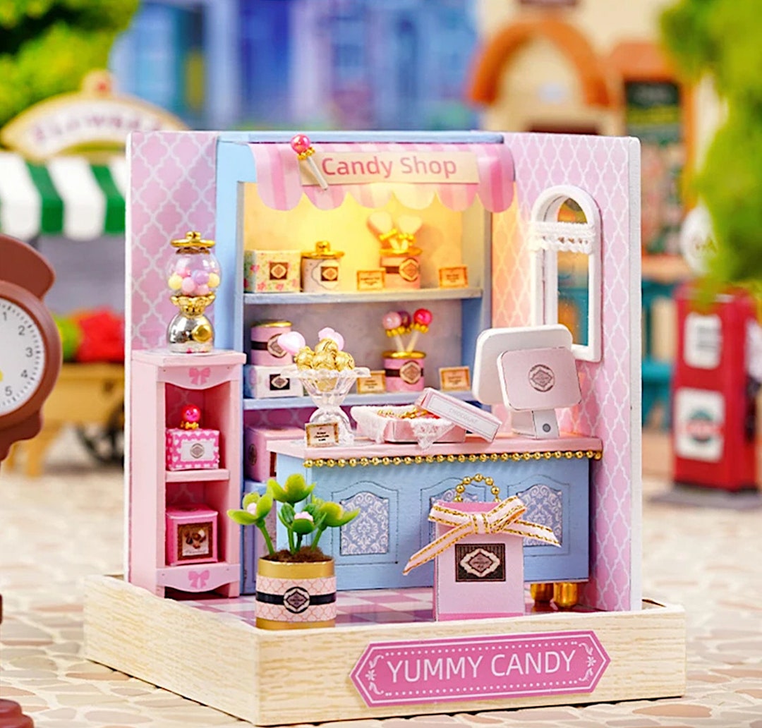 Miniature Kit Candy Shop DIY Kit With Light Mini Candy Store Kit Gift ...
