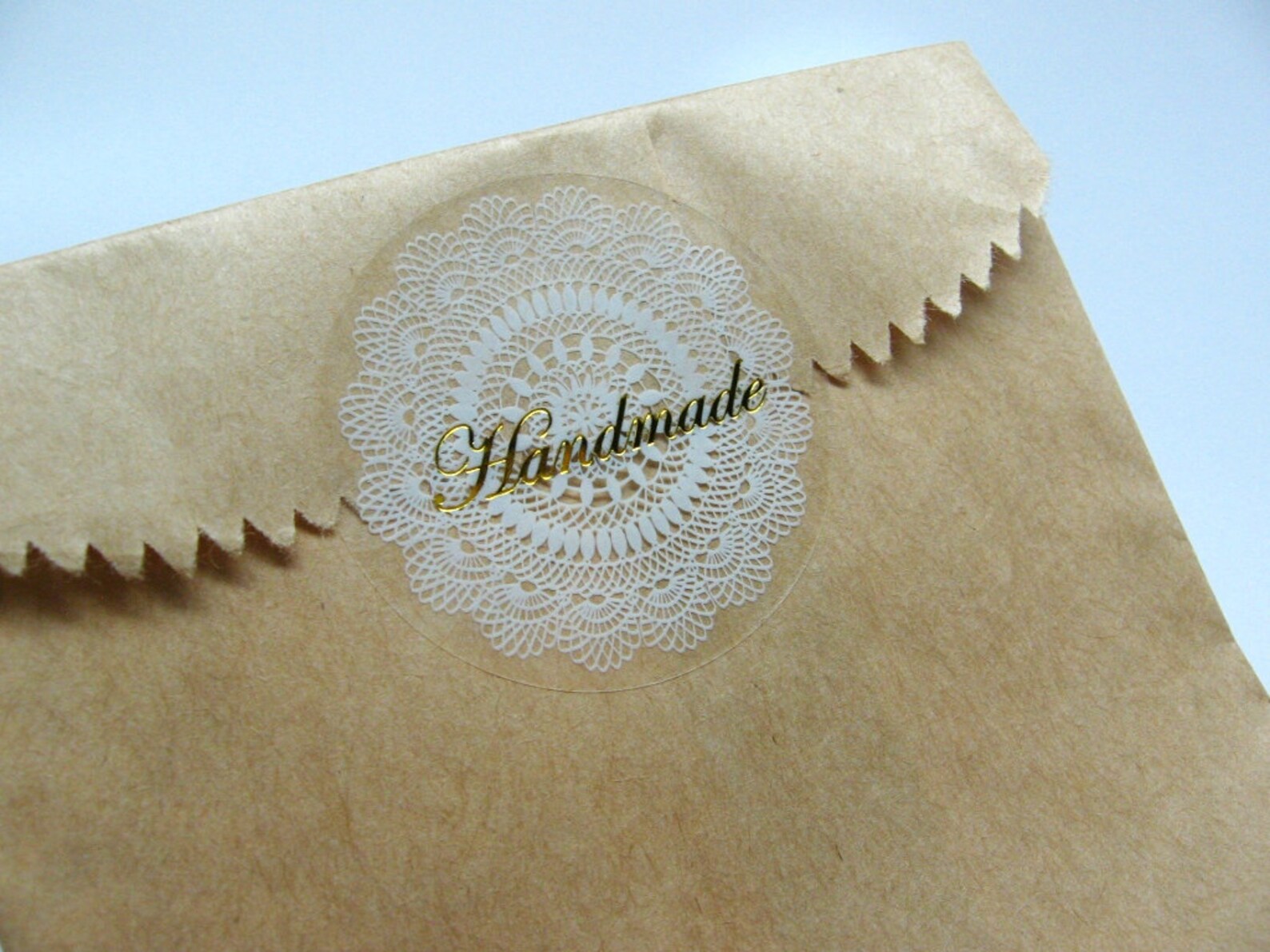 Round Lace Handmade Sticker White Lace Gold Foil Sticker: Set - Etsy