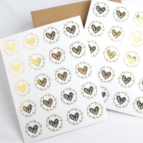 Gold Heart Stickers - Etsy