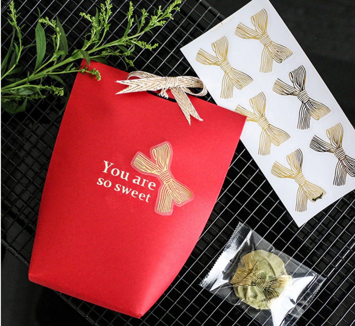 Metallic Gold Bow Transparent Stickers Set of 30 - Etsy