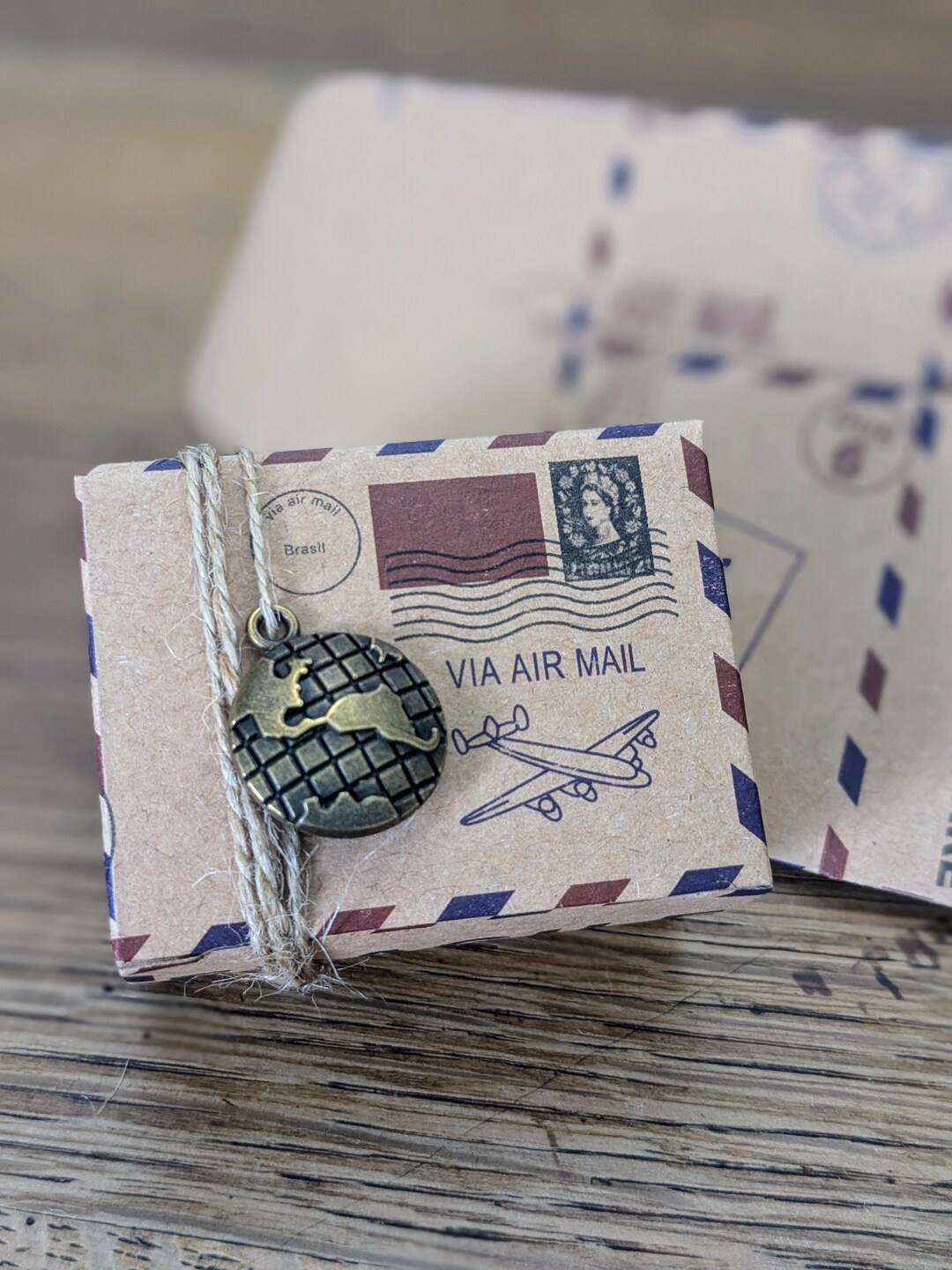 25 Travel Theme Party Favor Boxes With Globe Charm + Jute Cord - Kraft ...