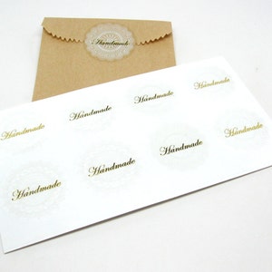 Round Lace Handmade Sticker, White Lace Gold Foil Sticker: Set of 24 (2 ...