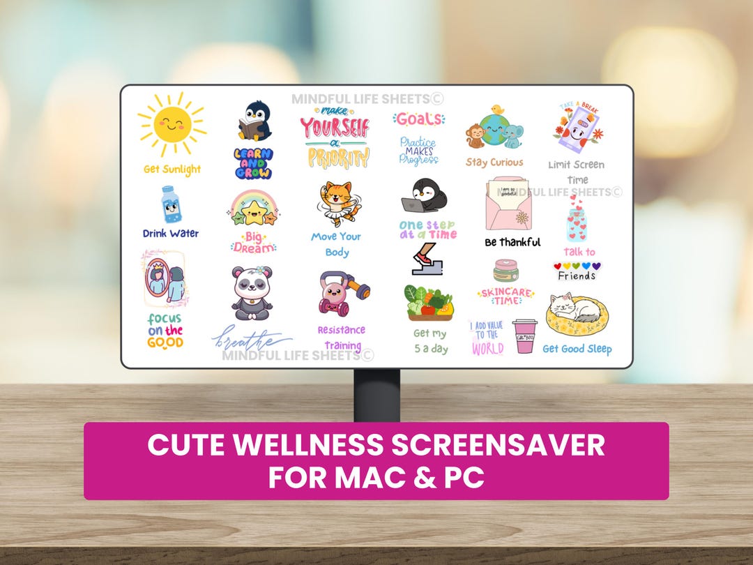 Wellness Screensaver – Cute Daily Habit Affirmations for Laptop ...