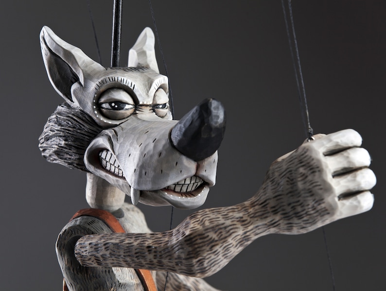 Dude Wolf Wooden Art String Puppet From Zoo Sapiens - Etsy