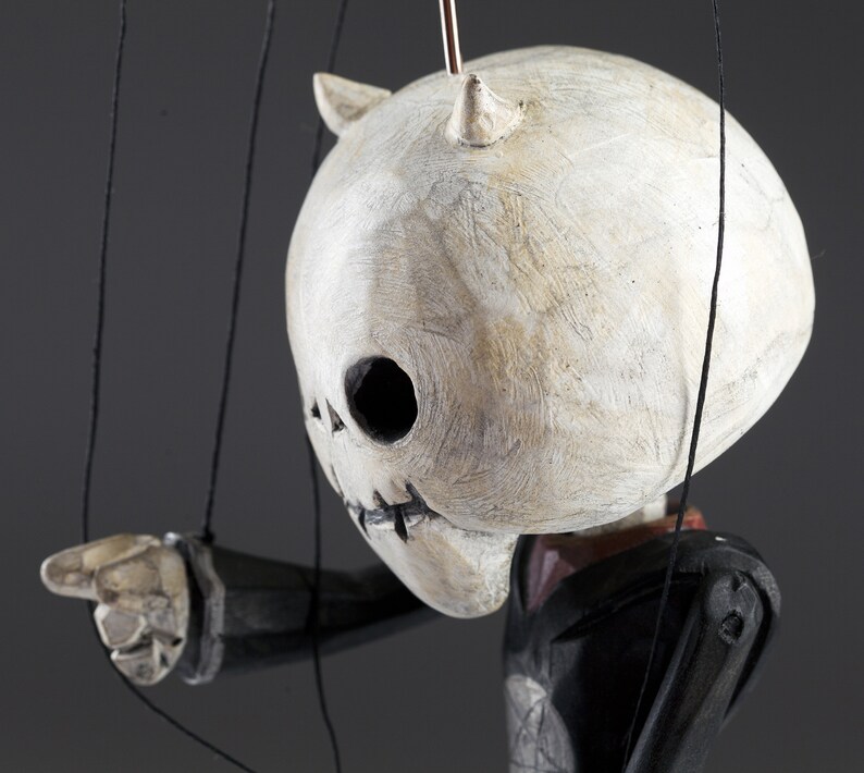 Cute Devil Skeleton a Hand Carved String Puppet With | Etsy