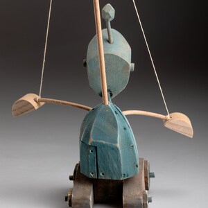 Robot - Wooden Hand-carved Standing Puppet - Etsy