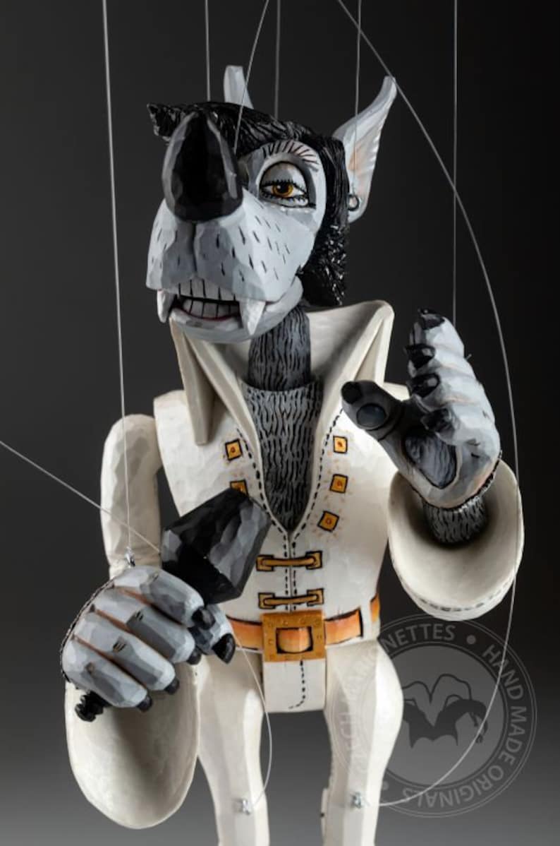 Wolf Elvis - Performance Czech Marionette - Handmade String Puppet - Etsy