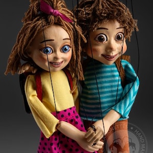 Schoolboy Marionette Puppet: Handmade Puppet, Wooden Legs, Leather Bag ...