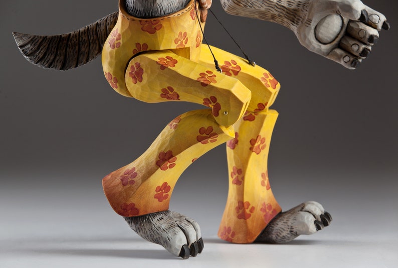 Dude Wolf Wooden Art String Puppet From Zoo Sapiens - Etsy