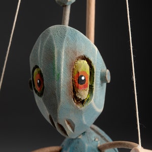Robot - Wooden Hand-carved Standing Puppet - Etsy