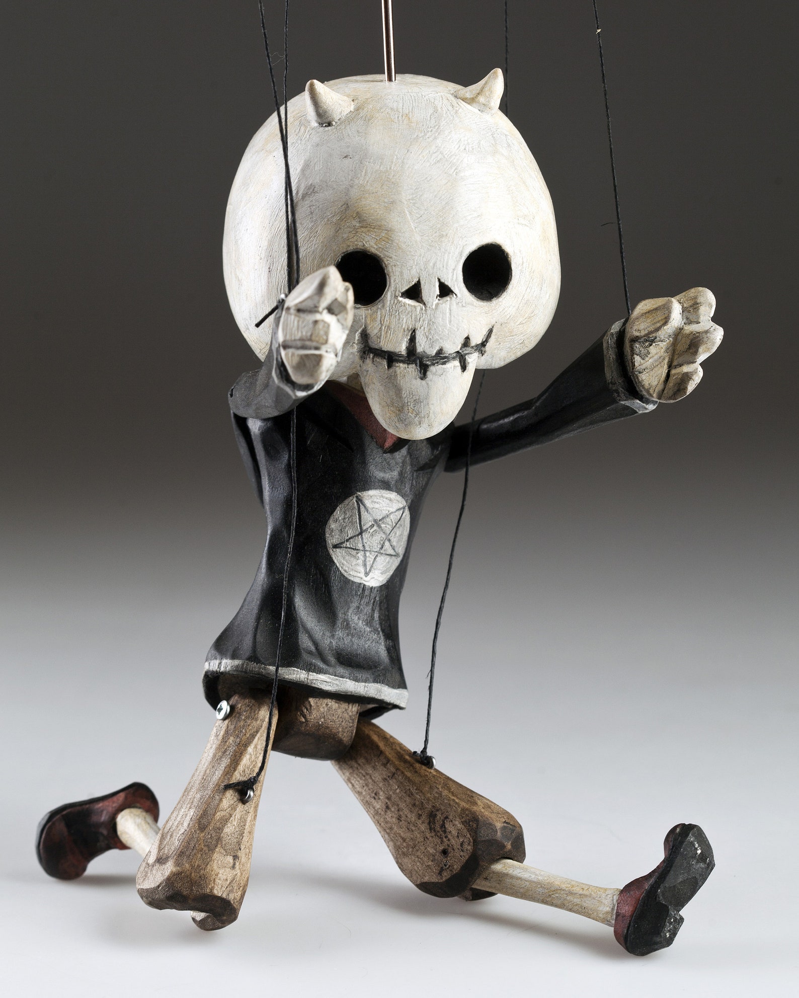Cute Devil Skeleton – a Hand Carved String Puppet With Completely ...