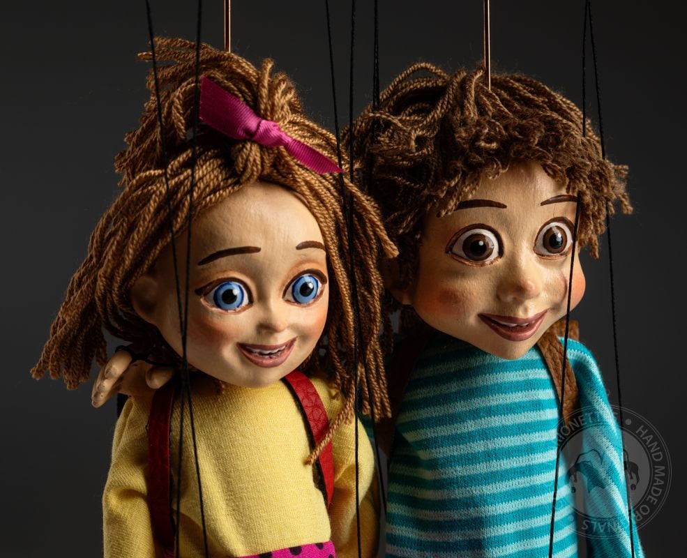 Schoolboy Marionette Puppet: Handmade Puppet, Wooden Legs, Leather Bag ...