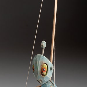 Robot - Wooden Hand-carved Standing Puppet - Etsy