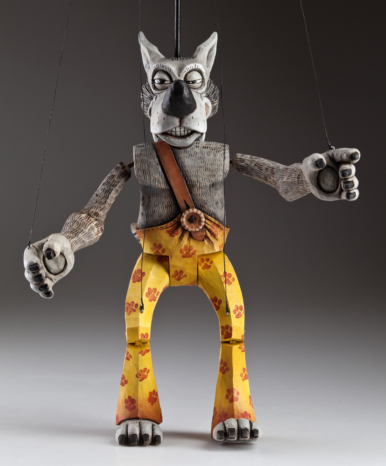 Dude Wolf – Wooden Art String Puppet From Zoo Sapiens Collection - Etsy