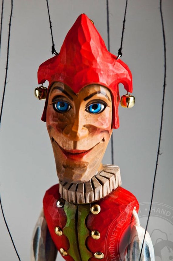 Puppets Toys Hand Carved Puppet Traditional marionette ,Jester'' 50 cm ...