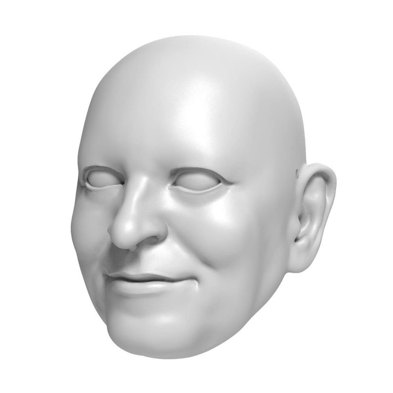 3D Model of a Satisfied Man's Head for 3D Print 127mm - Etsy