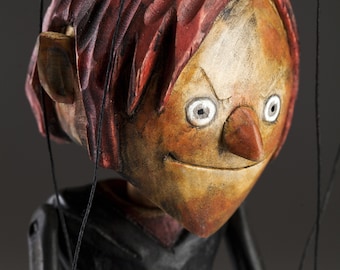 Cute Devil Skeleton a Hand Carved String Puppet With | Etsy