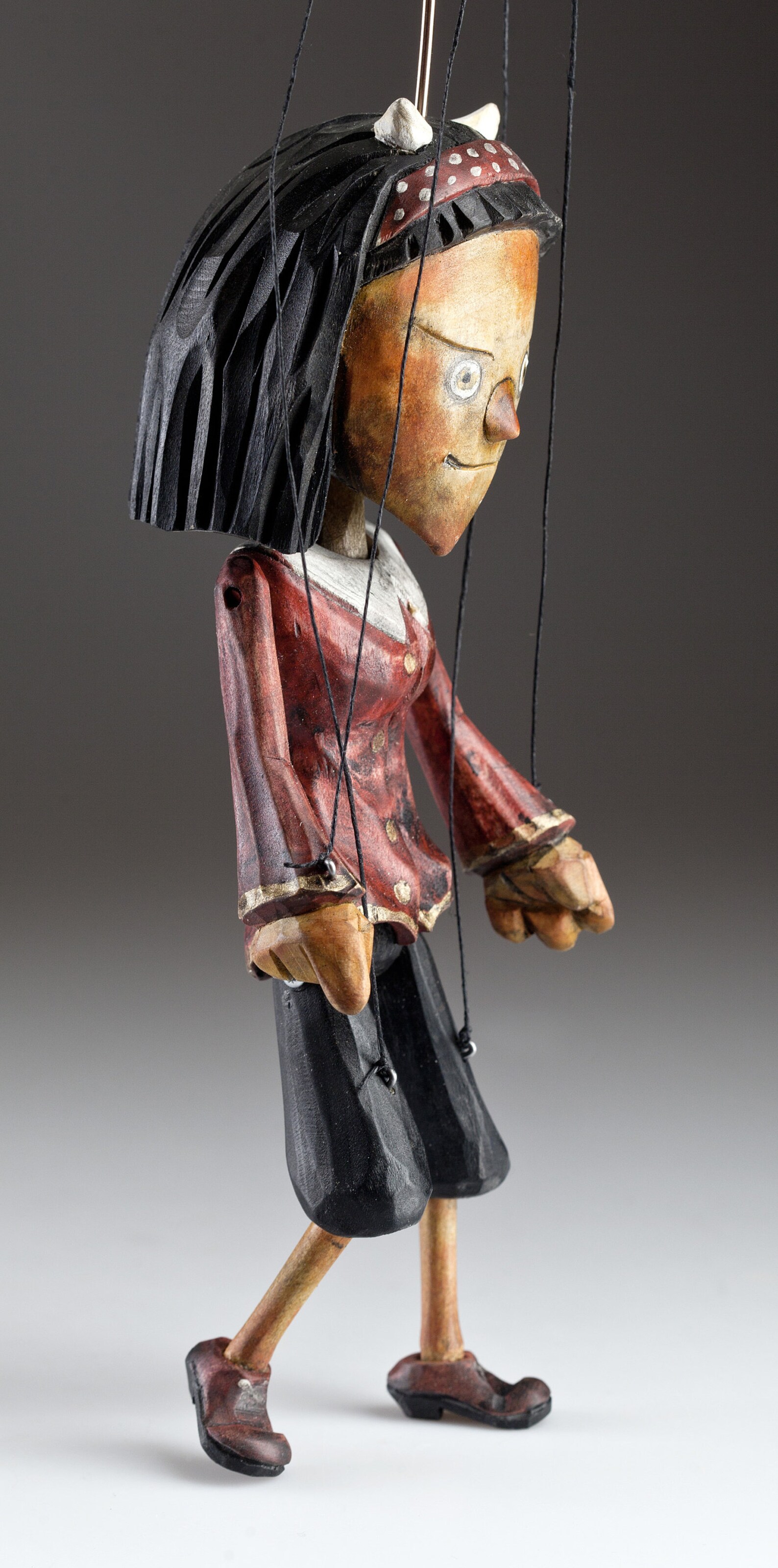 Cute Little Devil Lady a Hand Carved String Puppet With an - Etsy UK