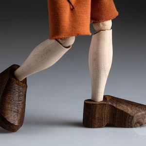 Schoolboy Marionette Puppet: Handmade Puppet, Wooden Legs, Leather Bag ...