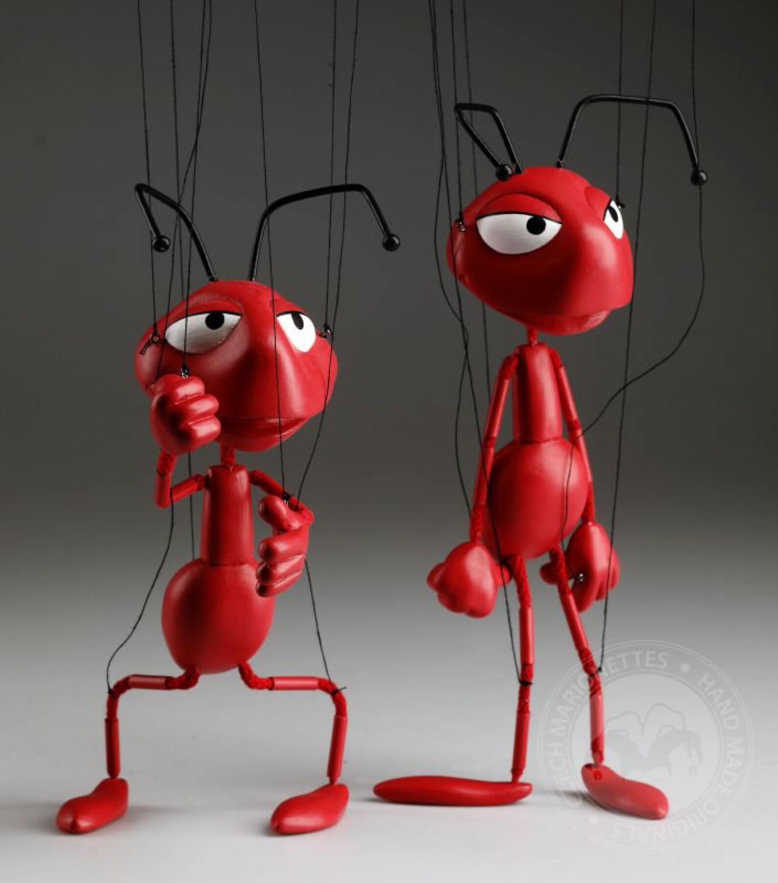 Two Red Ants - Wooden Hand-carved Top Art Marionettes - Etsy