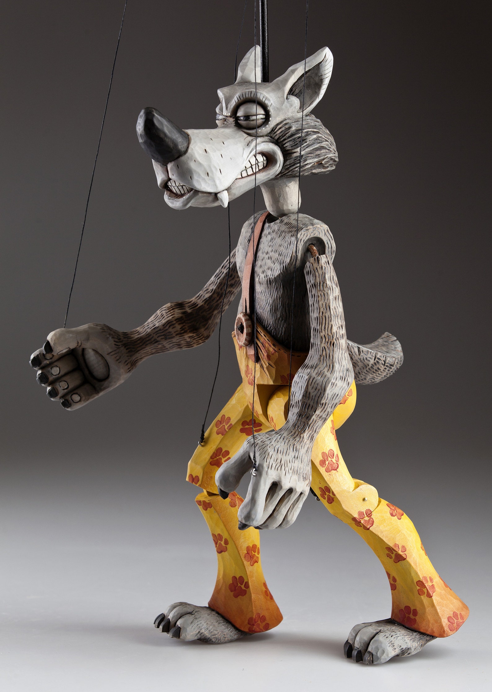 Dude Wolf – Wooden Art String Puppet From Zoo Sapiens Collection - Etsy