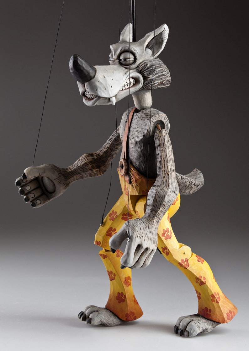 Dude Wolf Wooden Art String Puppet From Zoo Sapiens - Etsy