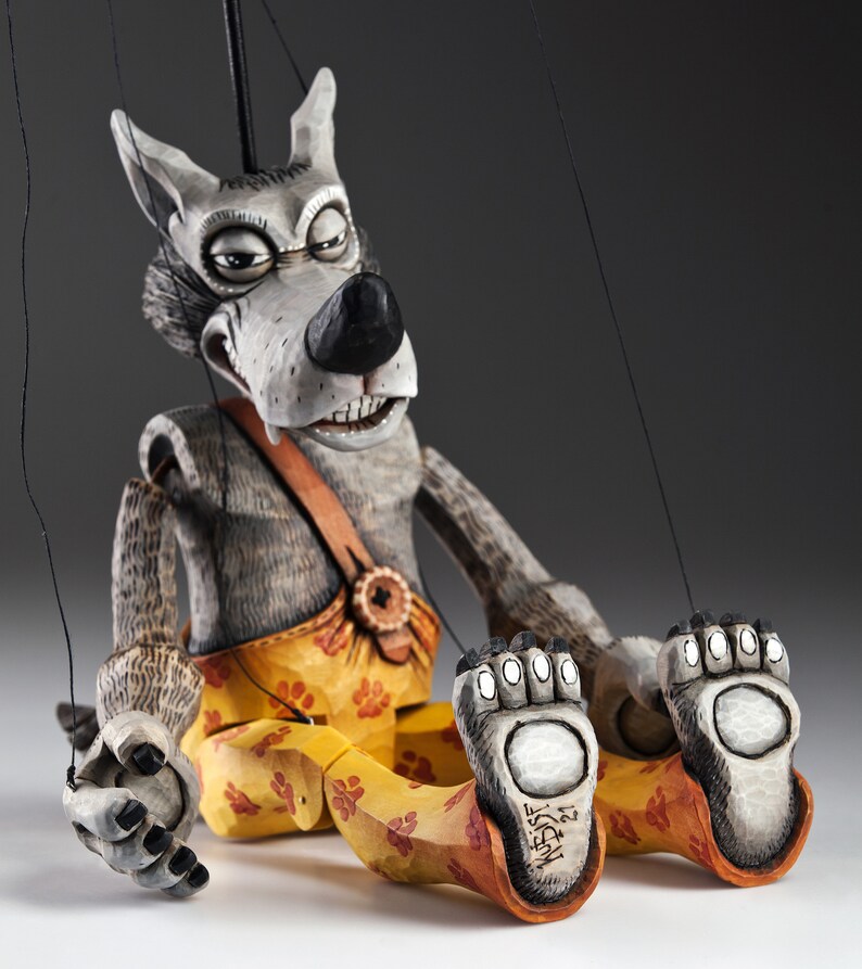 Dude Wolf Wooden Art String Puppet From Zoo Sapiens - Etsy