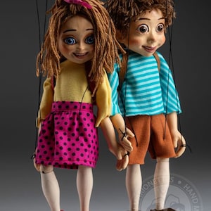 Schoolboy Marionette Puppet: Handmade Puppet, Wooden Legs, Leather Bag ...