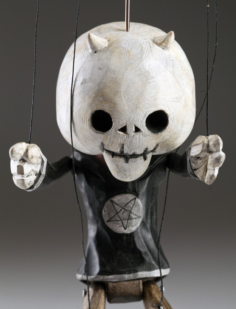 Cute Devil Skeleton – a Hand Carved String Puppet With Completely ...
