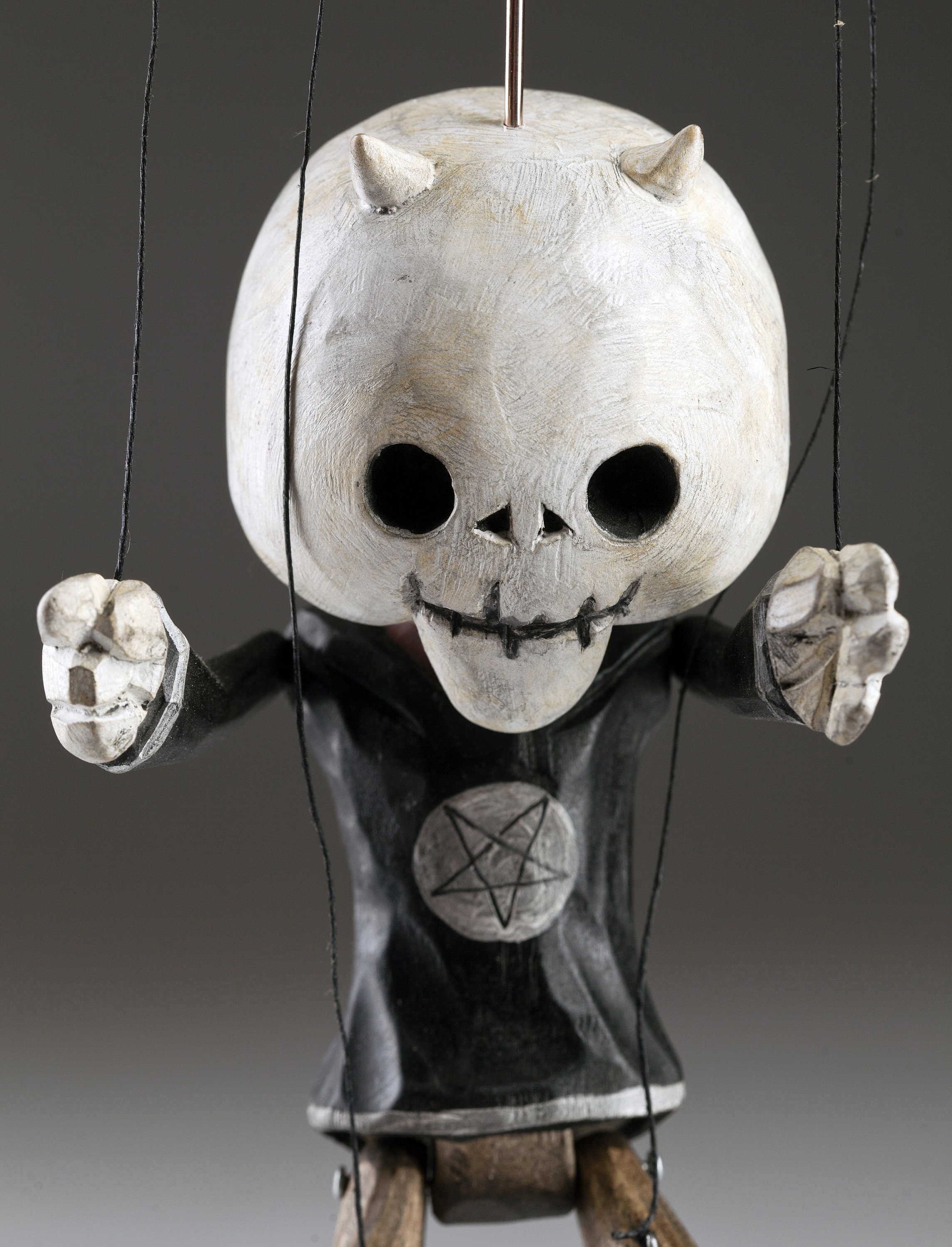 Cute Devil Skeleton a Hand Carved String Puppet With - Etsy Canada