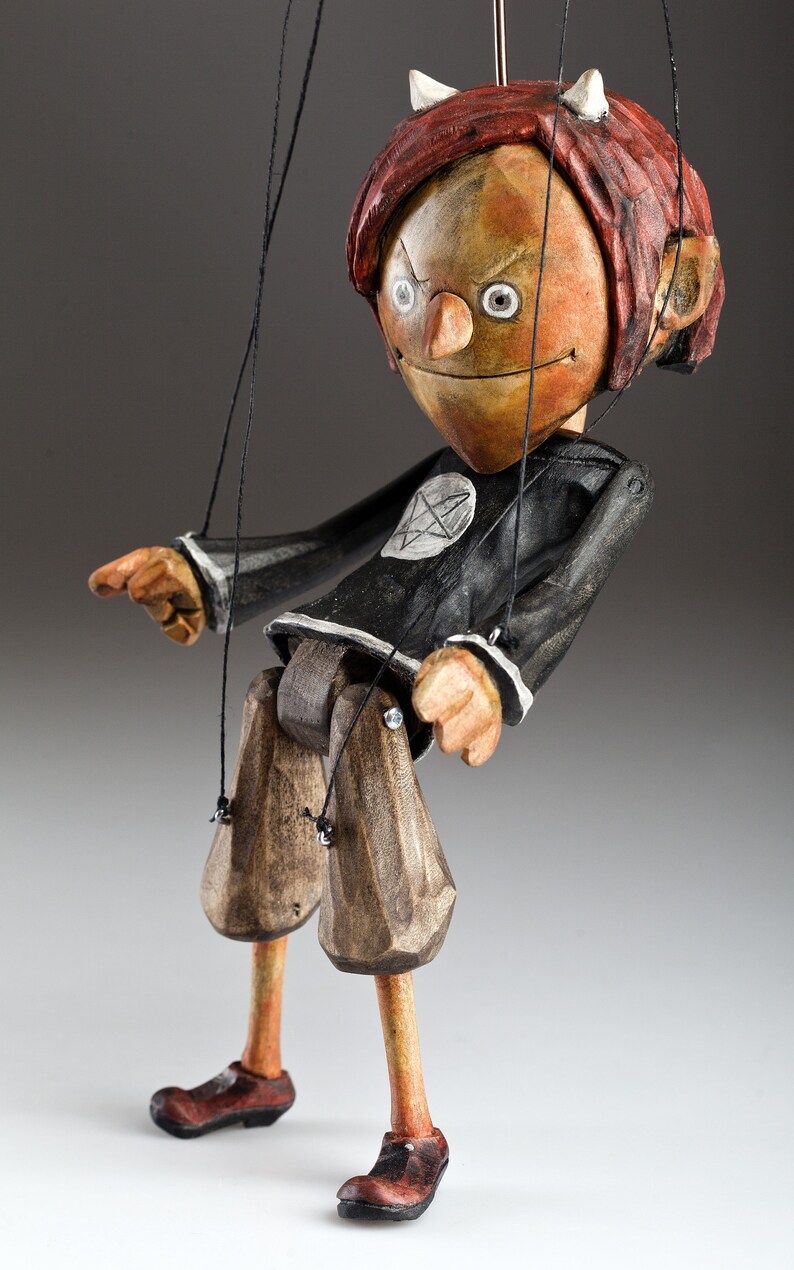 Cute Little Devil a Hand Carved String Puppet With an - Etsy