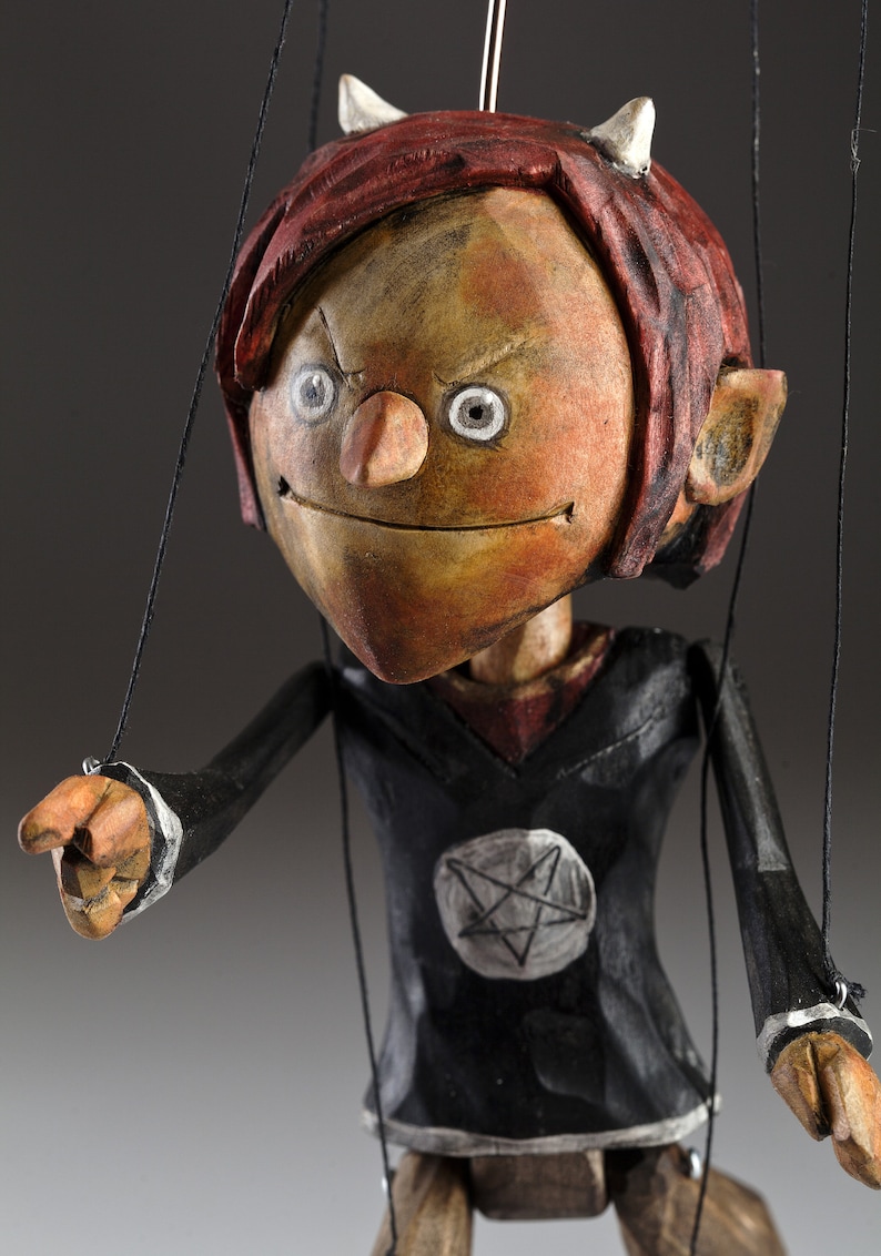 Cute Little Devil a Hand Carved String Puppet With an - Etsy