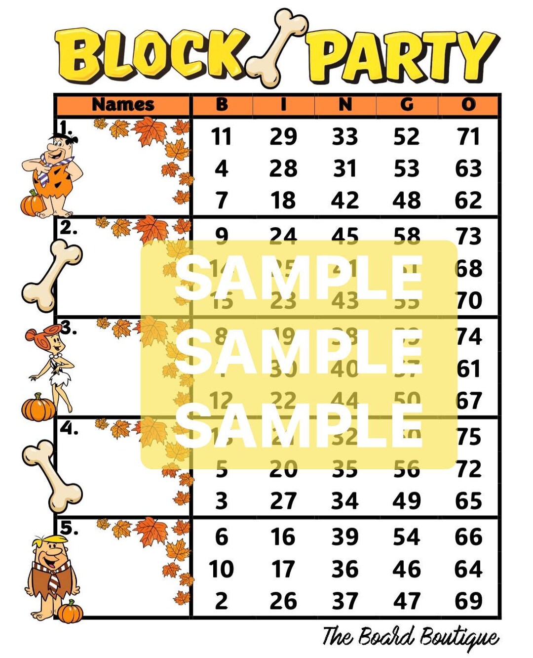 Block Party - Bingo Board - Mixed – 5 Spot - Etsy