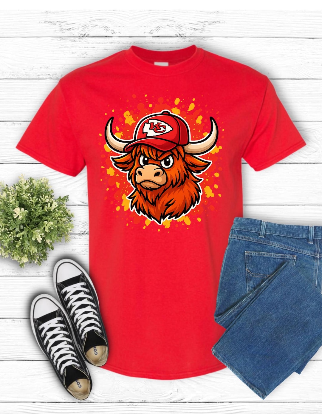 Kansas City Chiefs Highland Cow Tshirt - Etsy