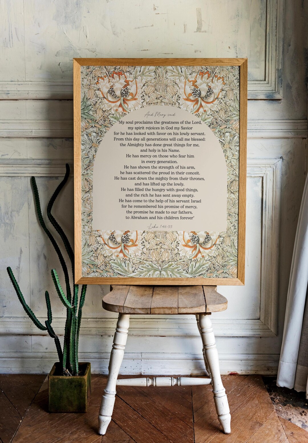 Magnificat of Mary, Luke 1:46-55 Scripture Art Over William Morris ...
