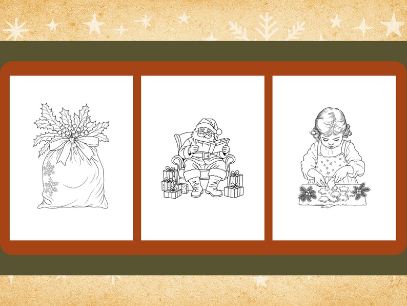 30 Vintage Christmas Coloring Sheets • Holiday Coloring Pages • Santa ...