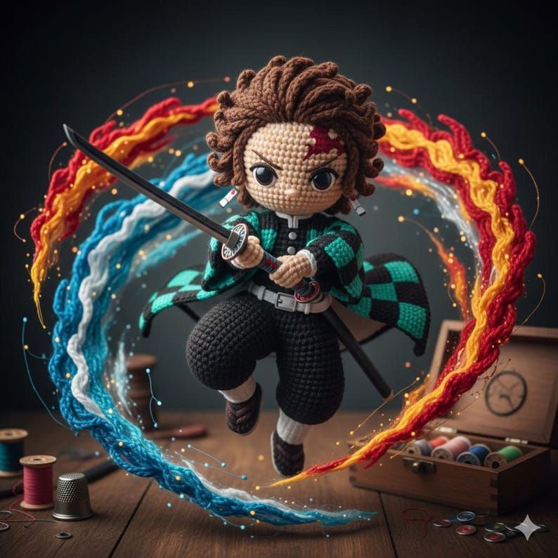 Demon Slayer Tanjiro Crochet Pattern PDF | Anime Amigurumi Doll ...