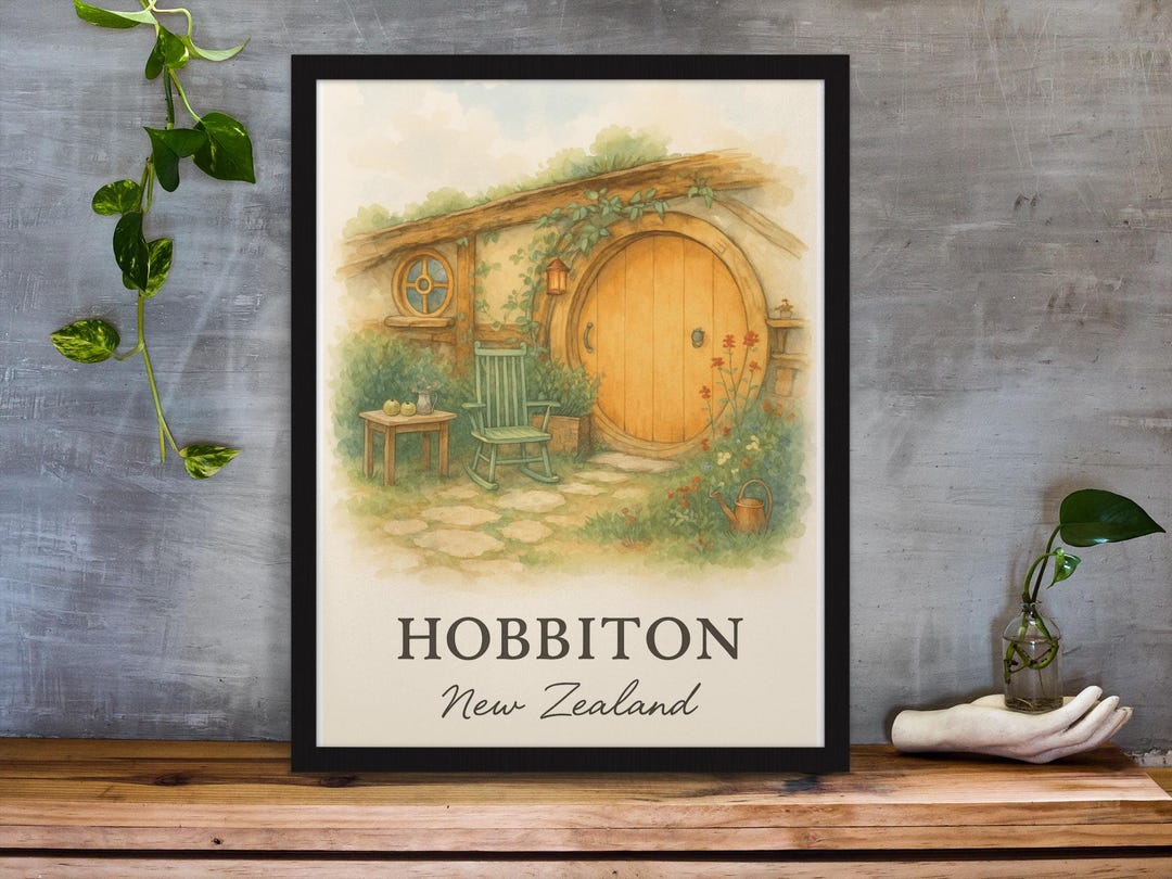 Watercolor Hobbiton Print: Lord of the Rings Inspired Art (digital ...