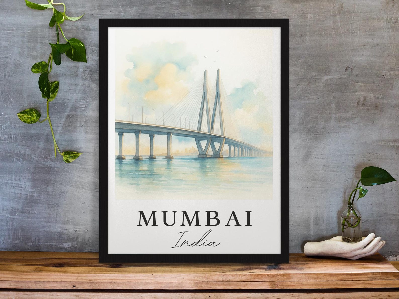 Mumbai Sea Link Watercolor Print, India Travel Poster (digital Download ...