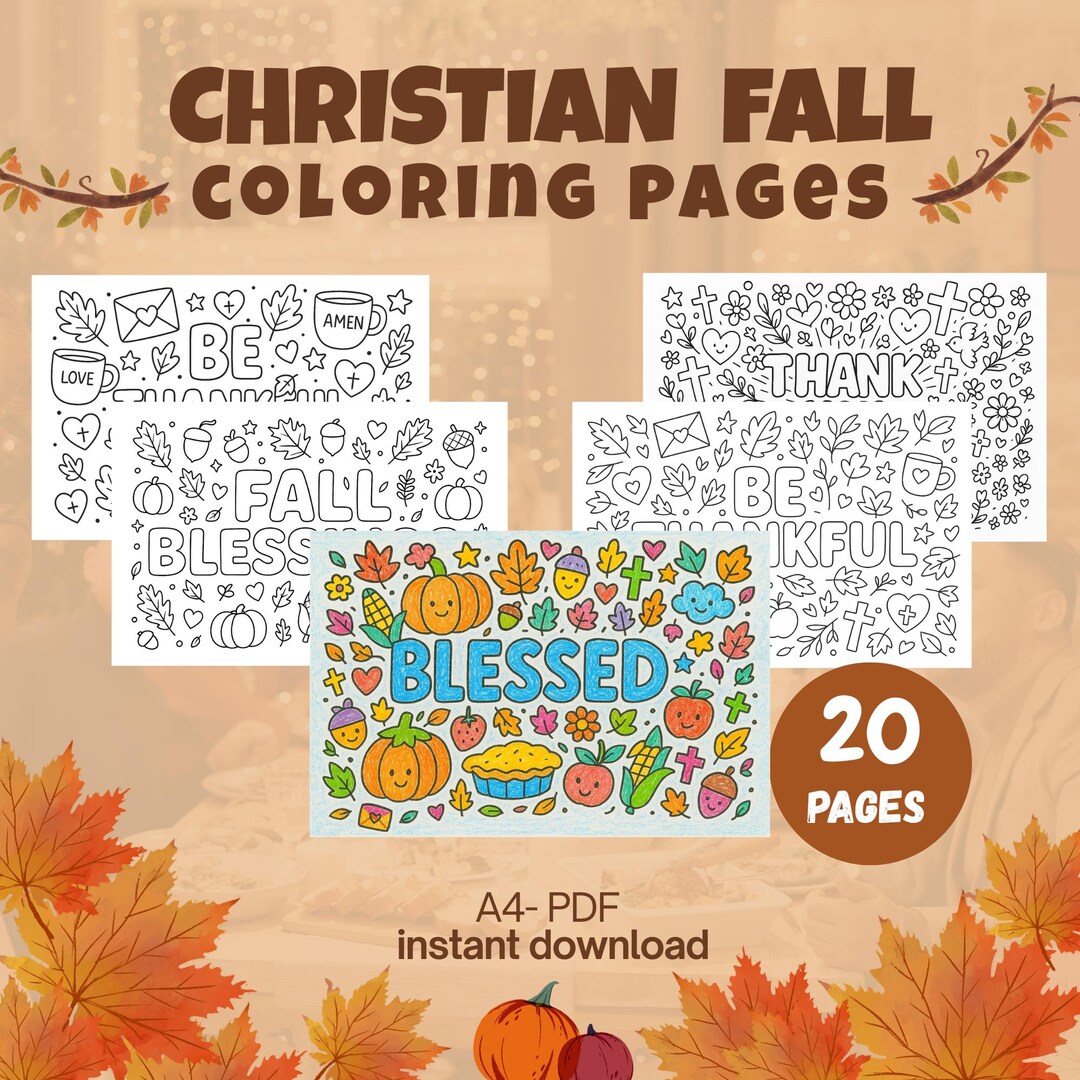 Thanksgiving Christian Coloring Pages Bundle for Kids. Bible Verse ...