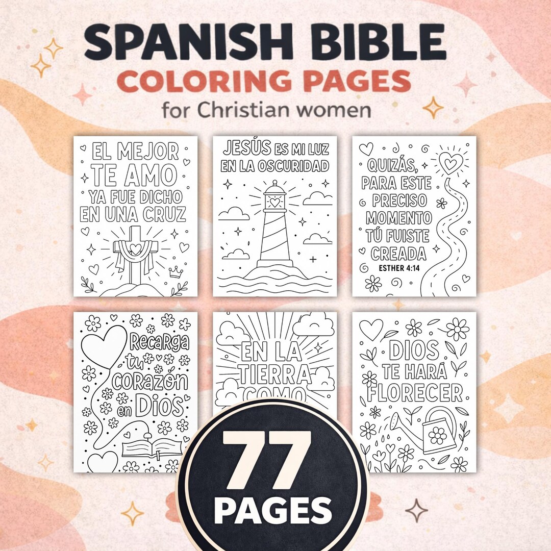 77 Spanish Bible Verse Coloring Pages Bundle. Christian Activities ...