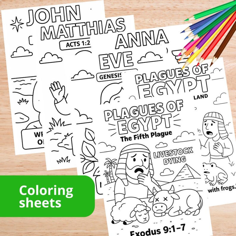 Bible Characters Coloring Book for Kids: 50+ Printable Pages With Bible ...