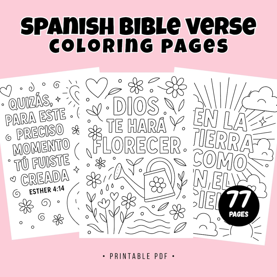 77 Spanish Bible Verse Coloring Pages Bundle. Christian Activities ...