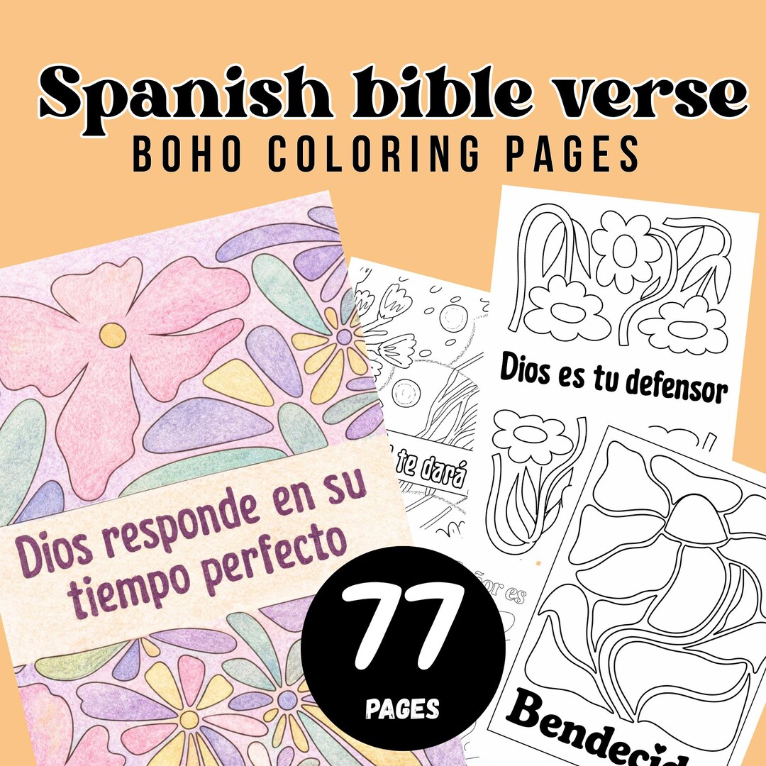 77 Spanish Bible Verses Coloring Pages| Boho Christian Printable PDF ...