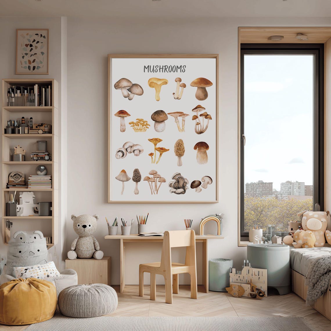 Mushroom Poster Printable Fungi Wall Art for Kids Woodland Nursery ...