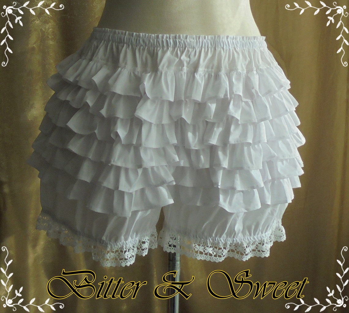 White or Black Color Short Bloomers With Ruffles on the Back - Etsy