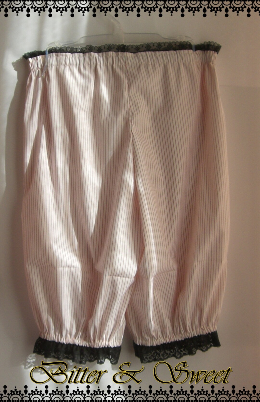Striped Bloomers: XS White & Red Ruffle Shorts With Black Lace - Etsy UK