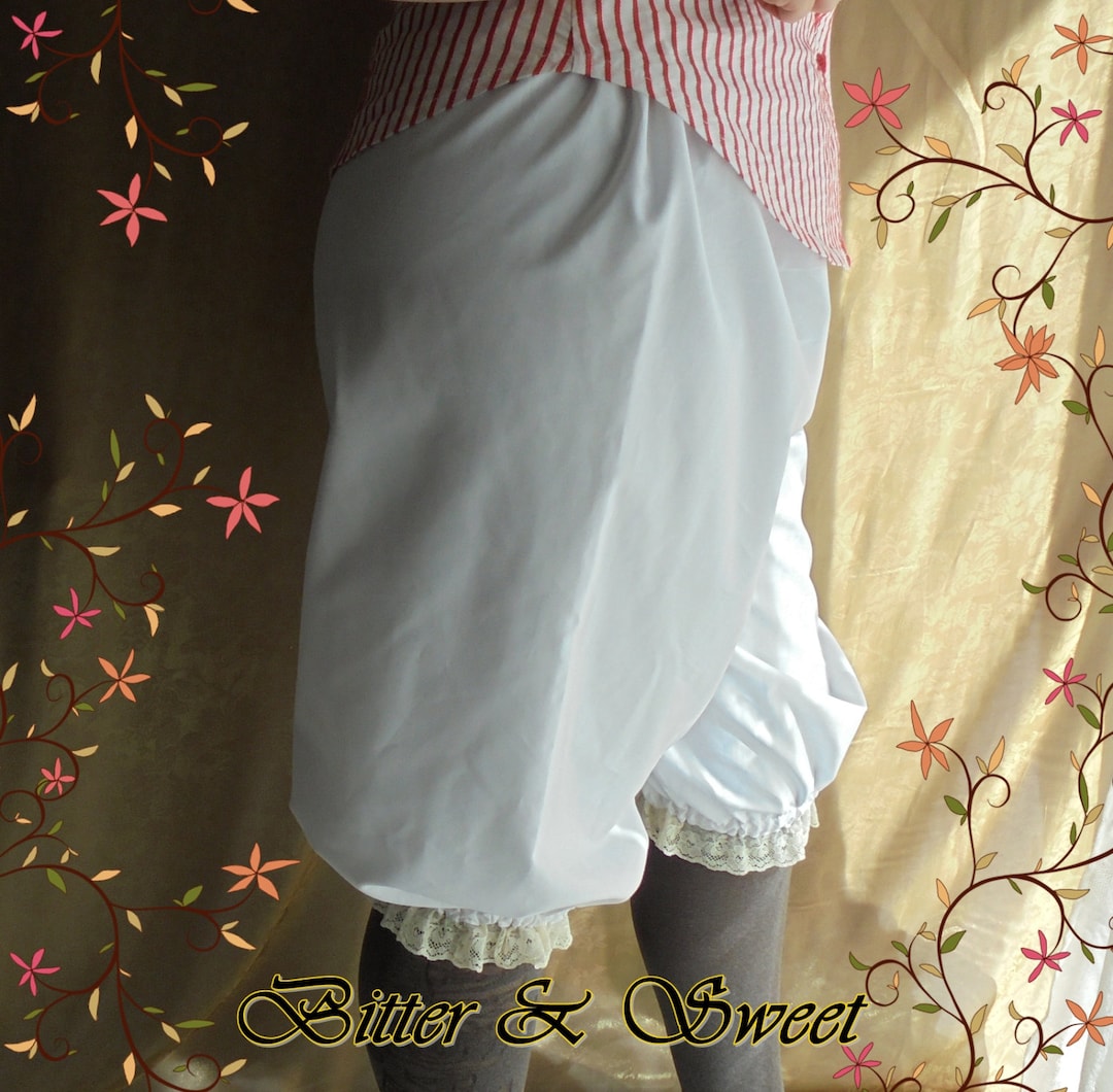 Long White Bloomers size XS-S-M-L-XL Lolita steampunk burlesque belle ...
