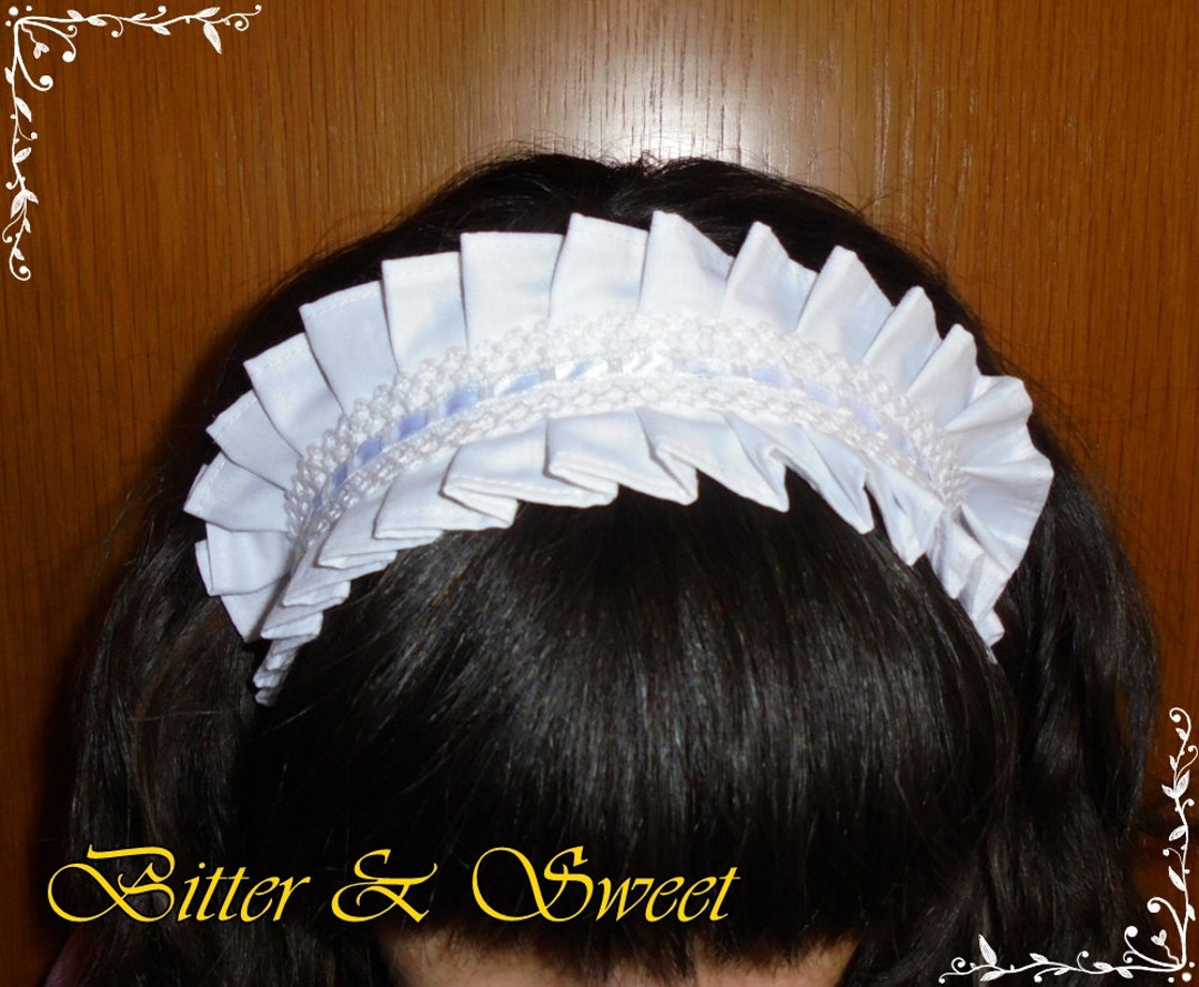 White Pleated Maid Headdress White Lace and Ribbon-lolita-maid-cosplay ...