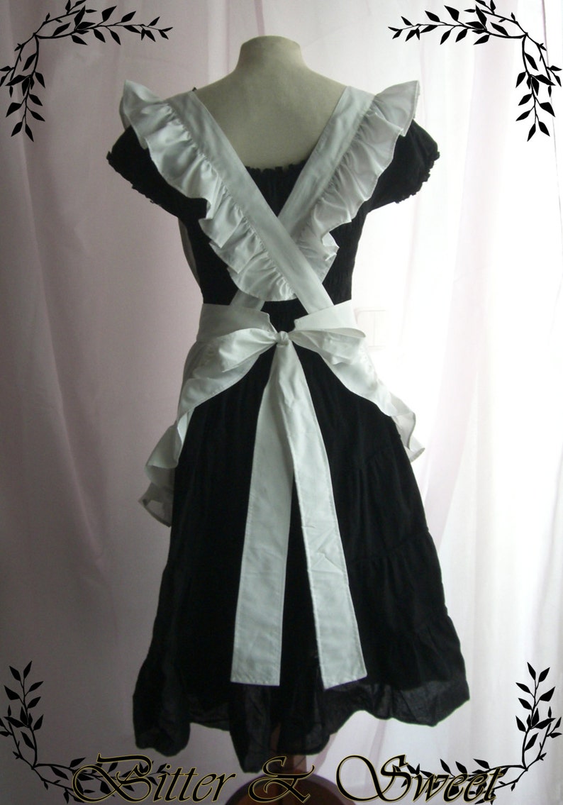 White Bib Apron With Ruffle Shoulder Straps -lolita -maid -halloween ...